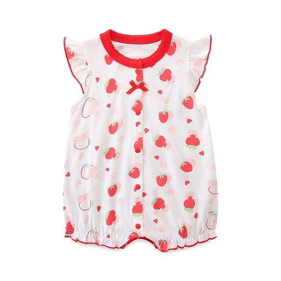Beilxfa 100% Cotton Baby Girls' Summer Rompers 0-18M Newborn Infant ...
