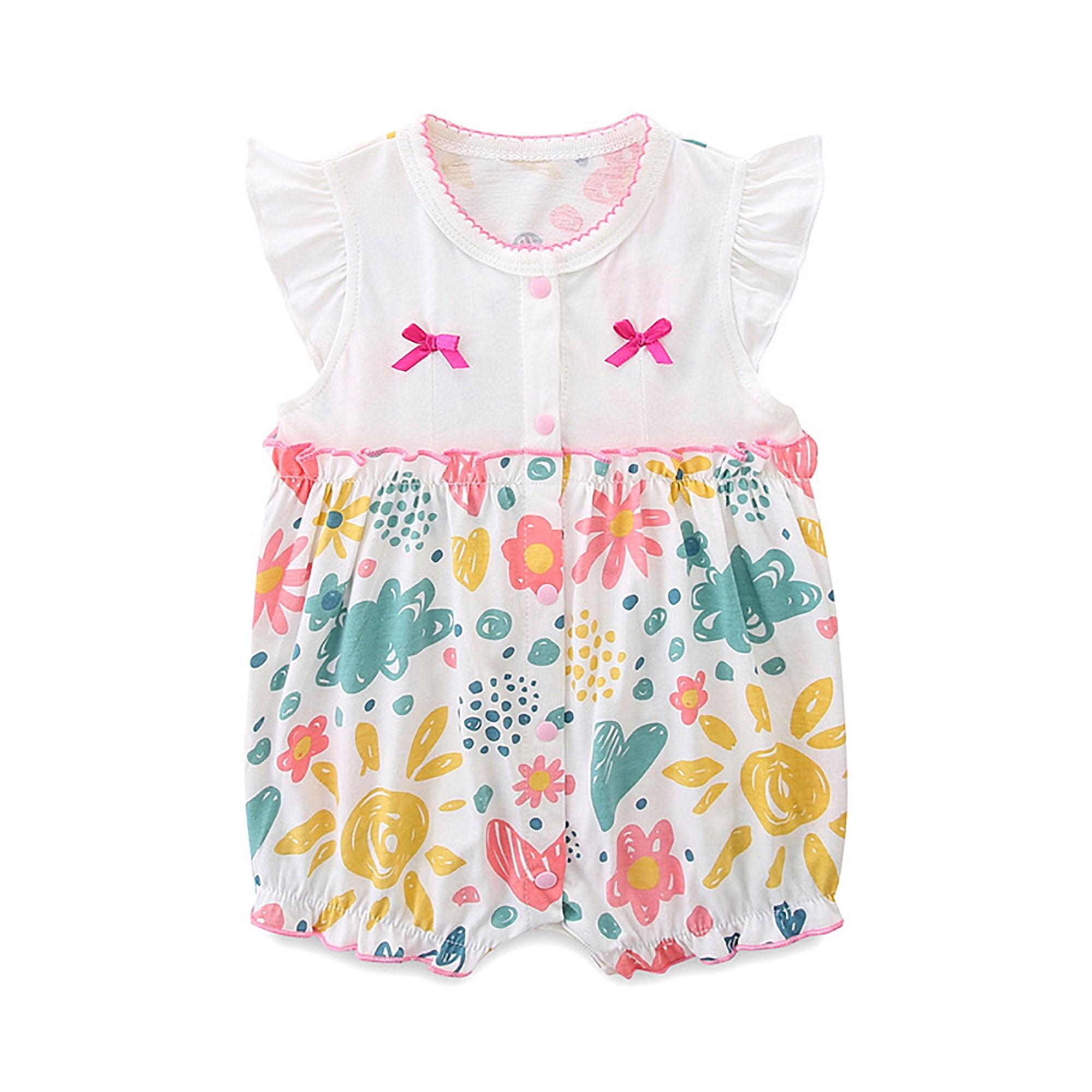Beilxfa 100% Cotton Baby Girls' Summer Rompers 0-18M Newborn Infant ...