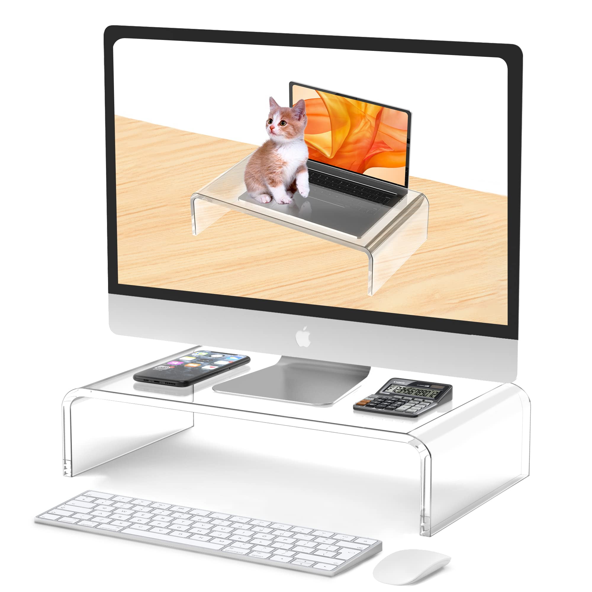 Beimu Acrylic Monitor Stand Riser Acrylic Laptop Stand for Desk Clear ...