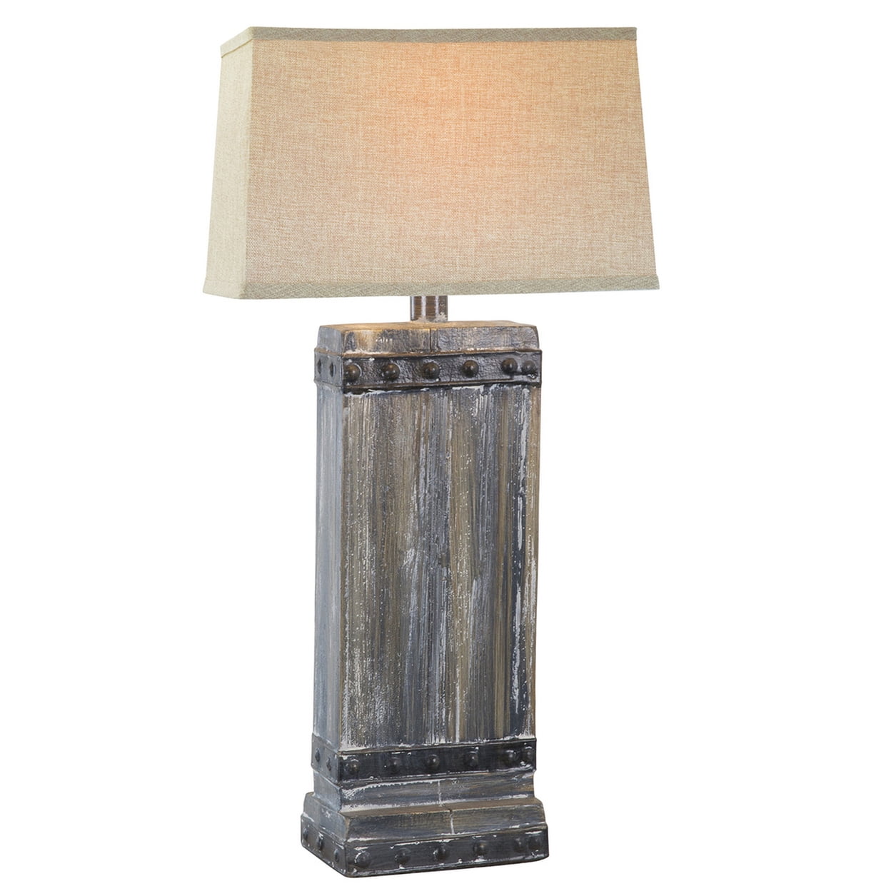 Bein 30 Inch Hydrocal Table Lamp, Square Shade, Block Base, Gray Wash ...