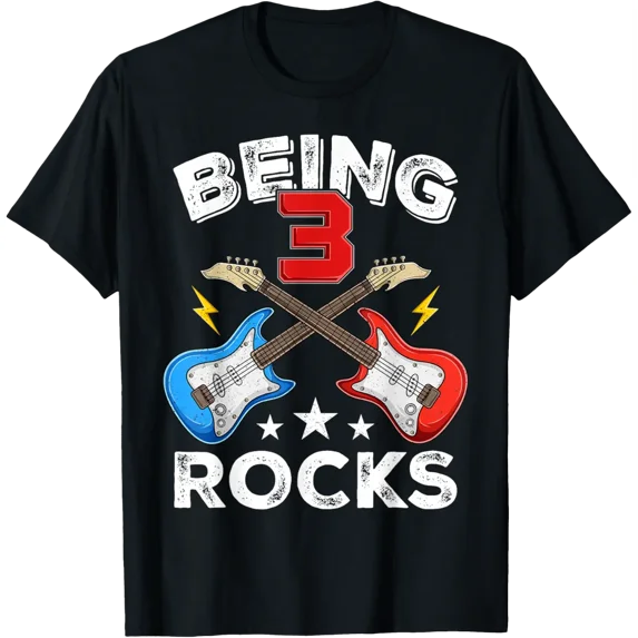 Being 3 Rocks Guitar Three Year Old Cool 3rd Birthday T-Shirt - Walmart.com