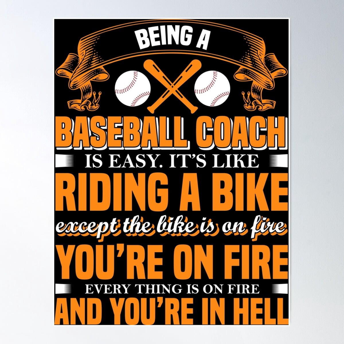 Being A Baseball Coach Is Easy, Baseball Player Poster Wall Art, Modern ...