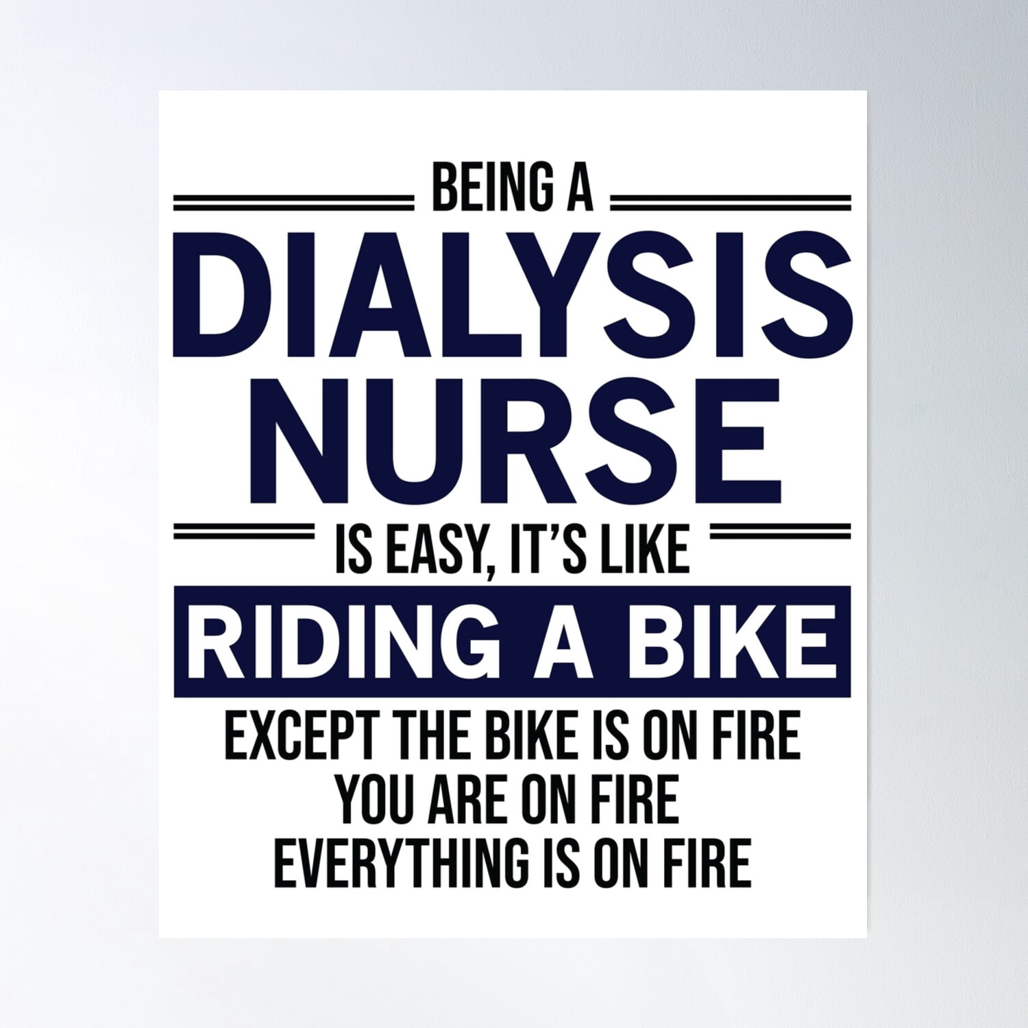 Being A Dialysis Nurse Is Easy Poster Wall Art, Modern Wall Decor ...