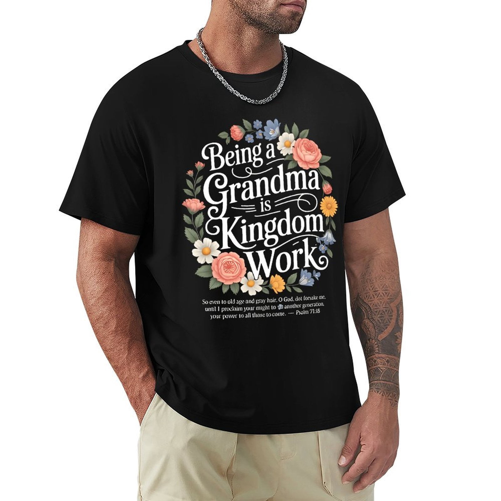 Being A Grandma Is Kingdom Work Men's Cotton HD Print Short Sleeve T ...