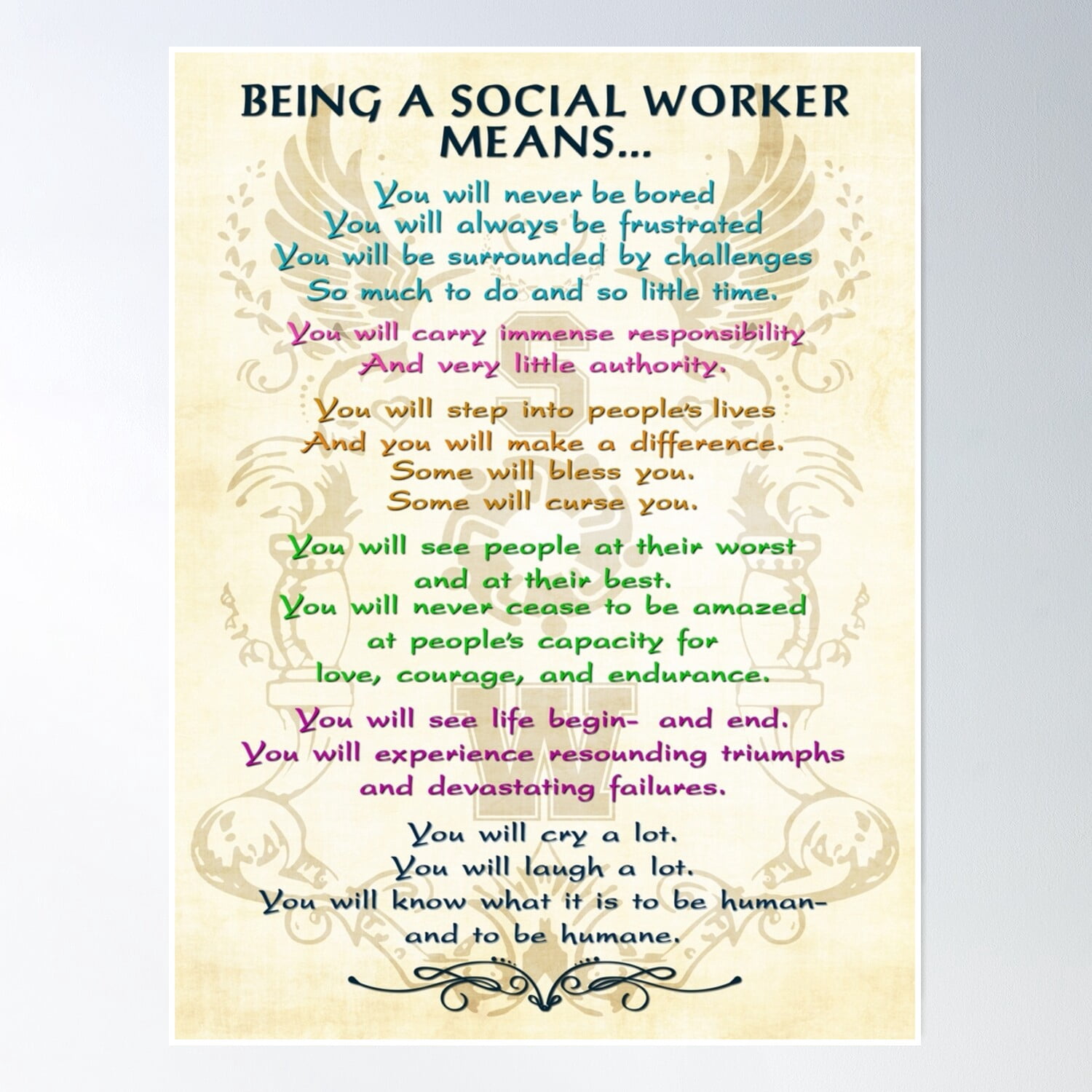 Being A Social Worker Means Poster Wall Art, Modern Wall Decor, 12x18 ...