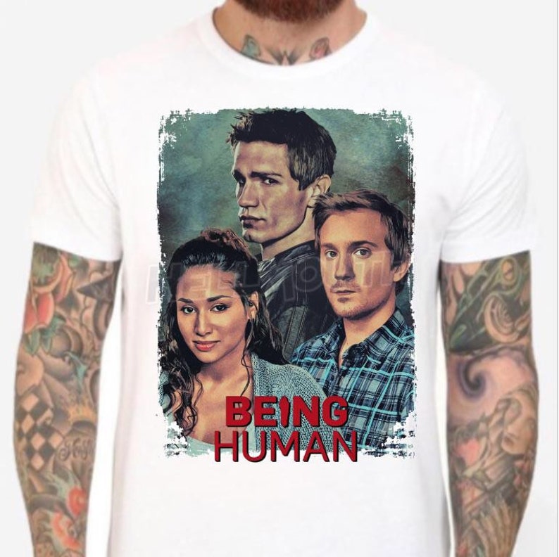 Being Human U.S. - White T Shirt. Aidan Waite, Sally Malik, Josh ...