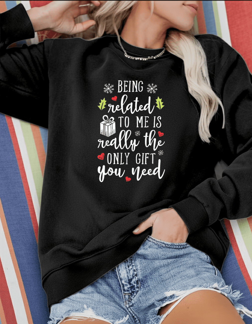 Being Related To Me Funny Christmas Family Pajama Top Sweatshirt, for ...