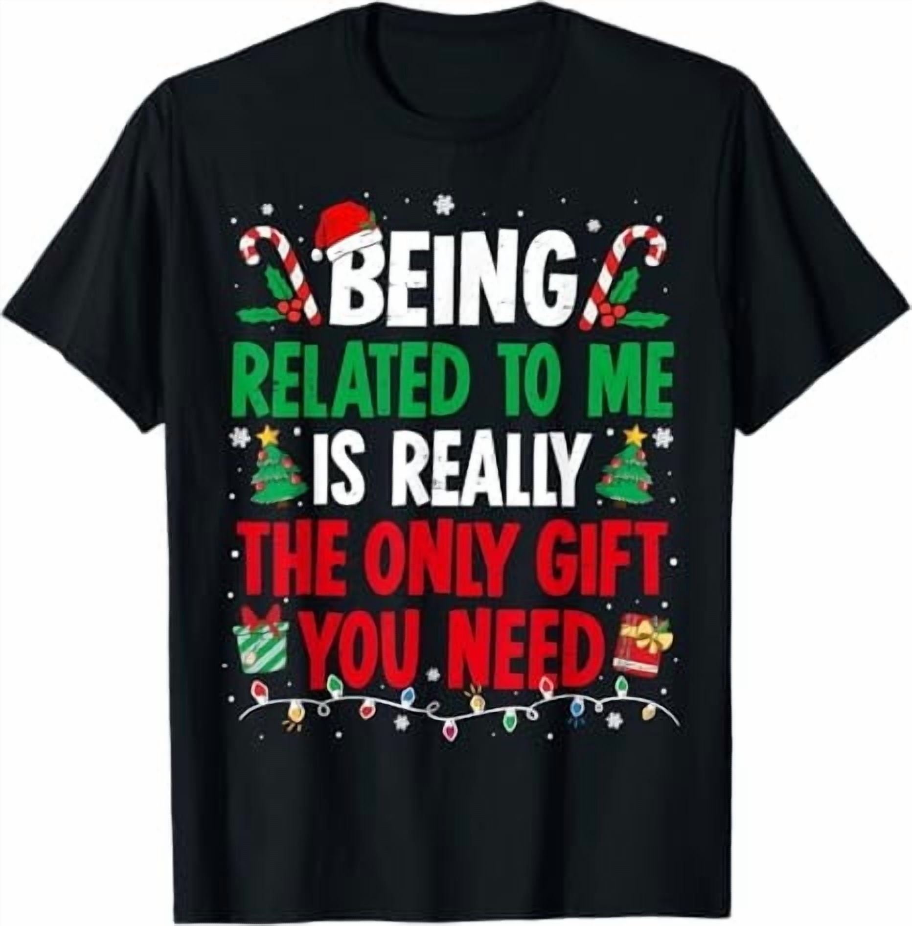 Being Related to Me Funny Holiday Family Pajamas T-Shirt, Festive Humor ...