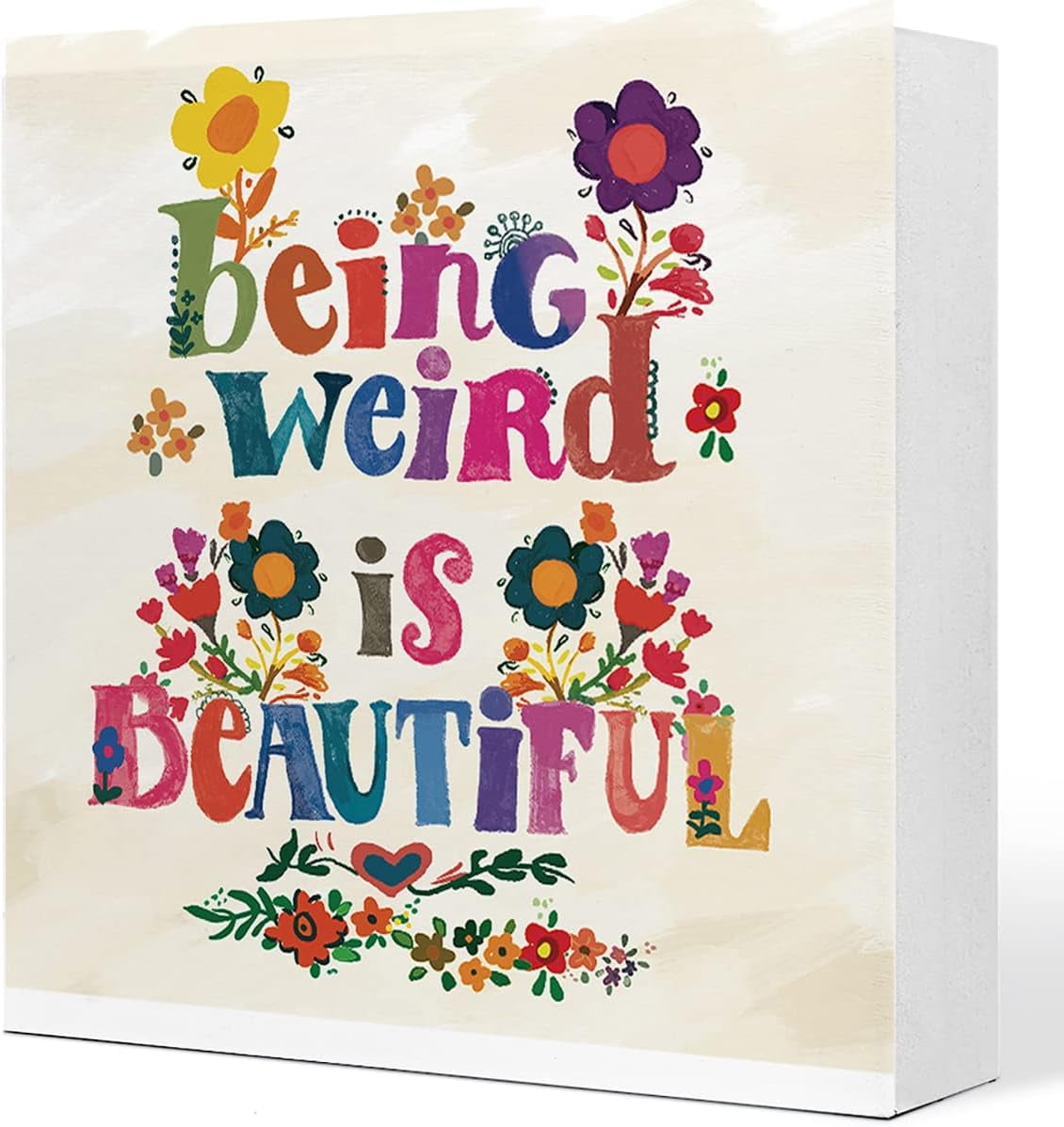 Being Weird is Beautiful Colorful Word Art Wooden Sign Desk Decor ...