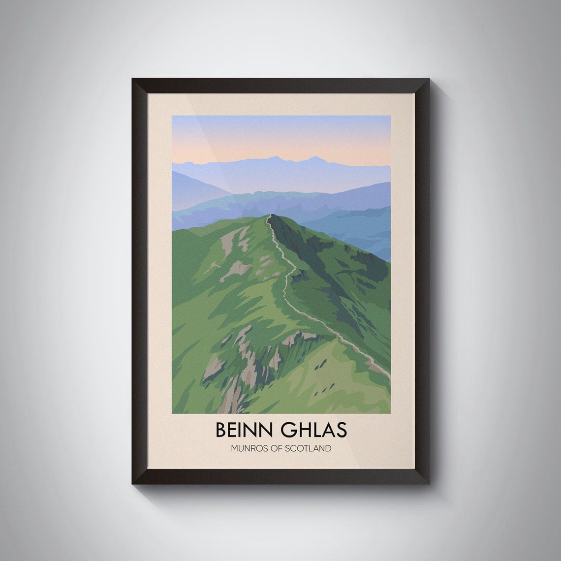 Beinn Ghlas Munros Of Scotland Travel Poster, Scottish Highlands, Ben ...