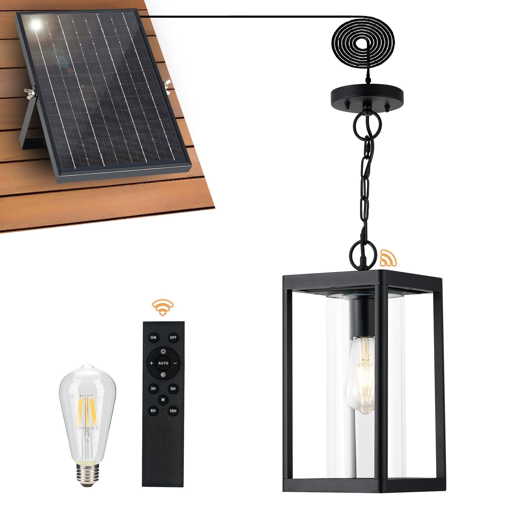 Beionxii Solar Outdoor Pendant Lights, Modern Hanging Light for Patio ...