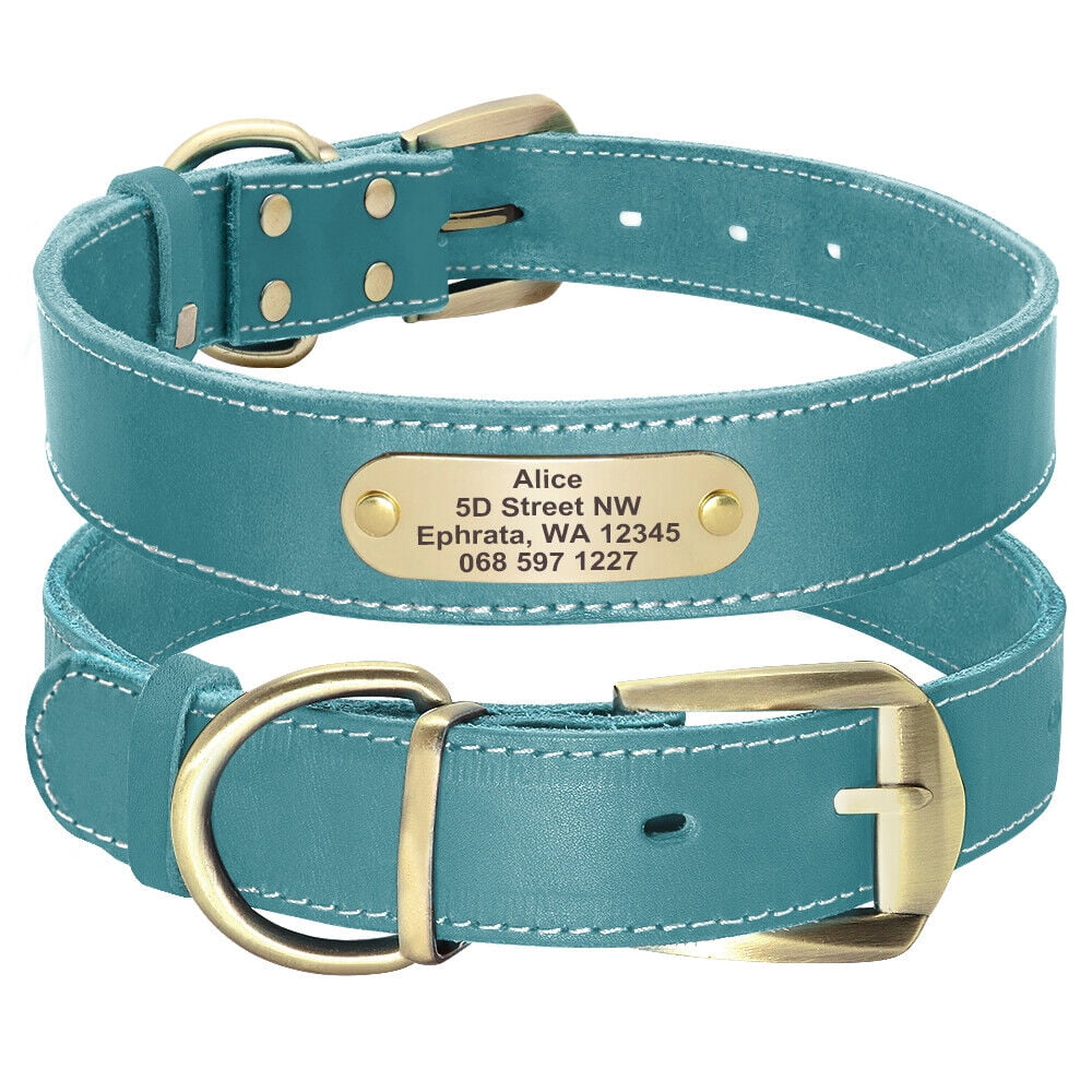 Beirui Custom Real Leather Dog Collar Personalized Brass Name Plate ...