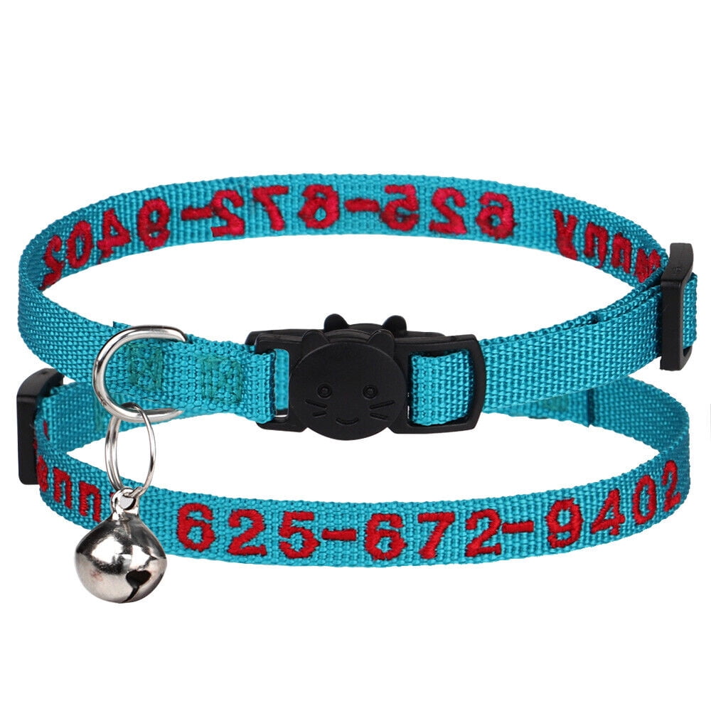 Beirui Personalised Embroidered Cat Collar 1cm Width Breakaway Collars ...