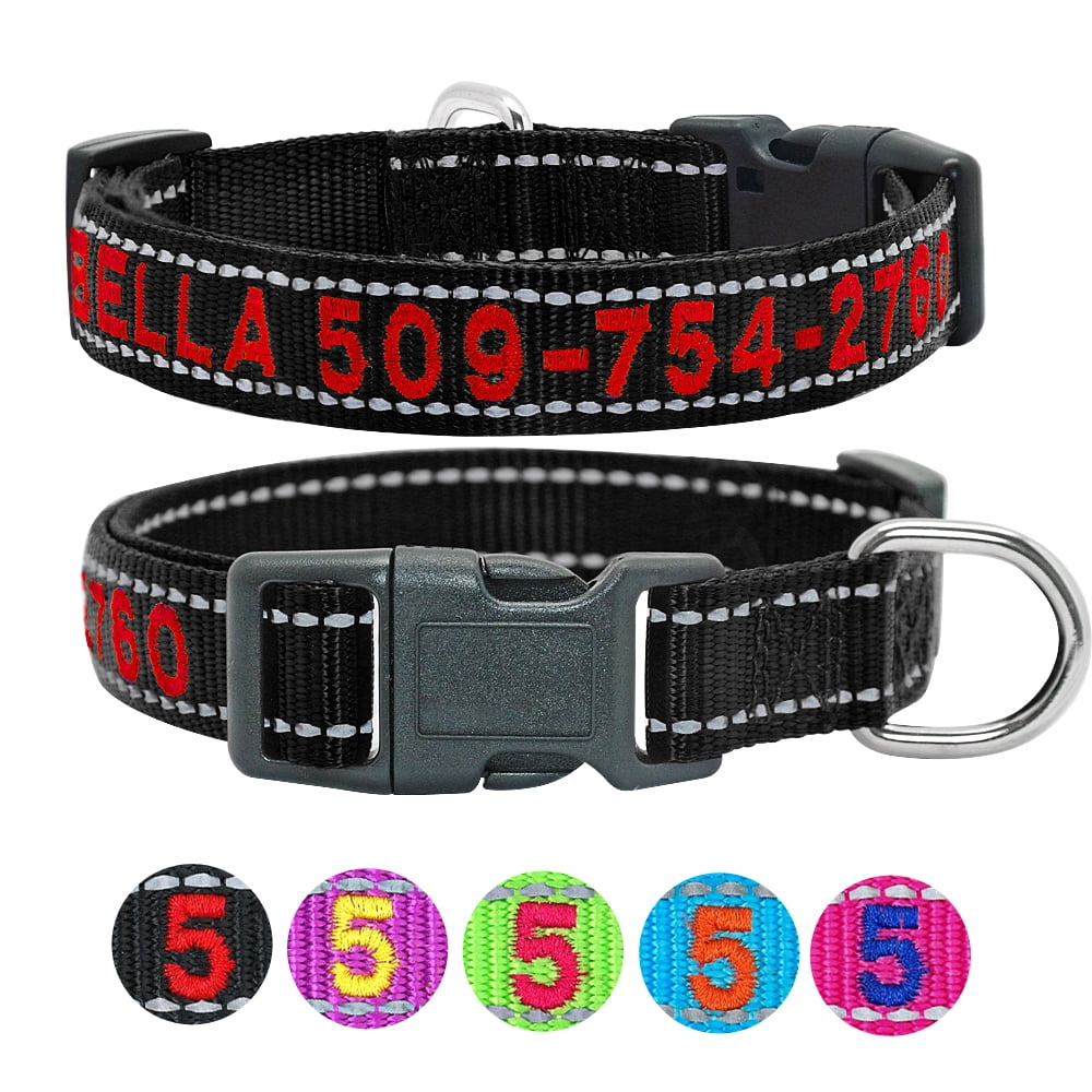 Beirui Personalised Embroidered Dog Collar Reflective Nylon Collars ...