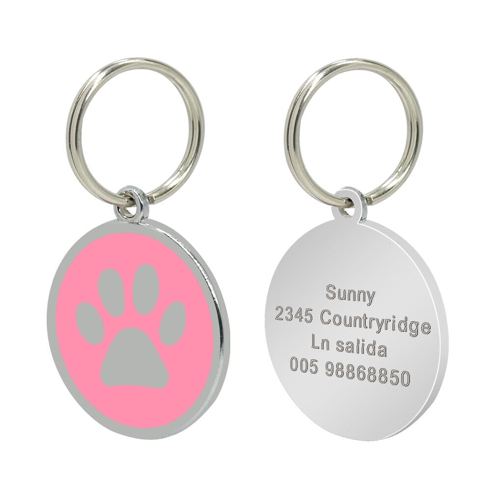 Beirui Round Paw Print Dog Tags Custom Pet Puppy Cat Name ID Collar Tag ...