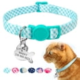 Beirui Safety Breakaway Nylon Cat Collar Personalised Fish Tag with ...