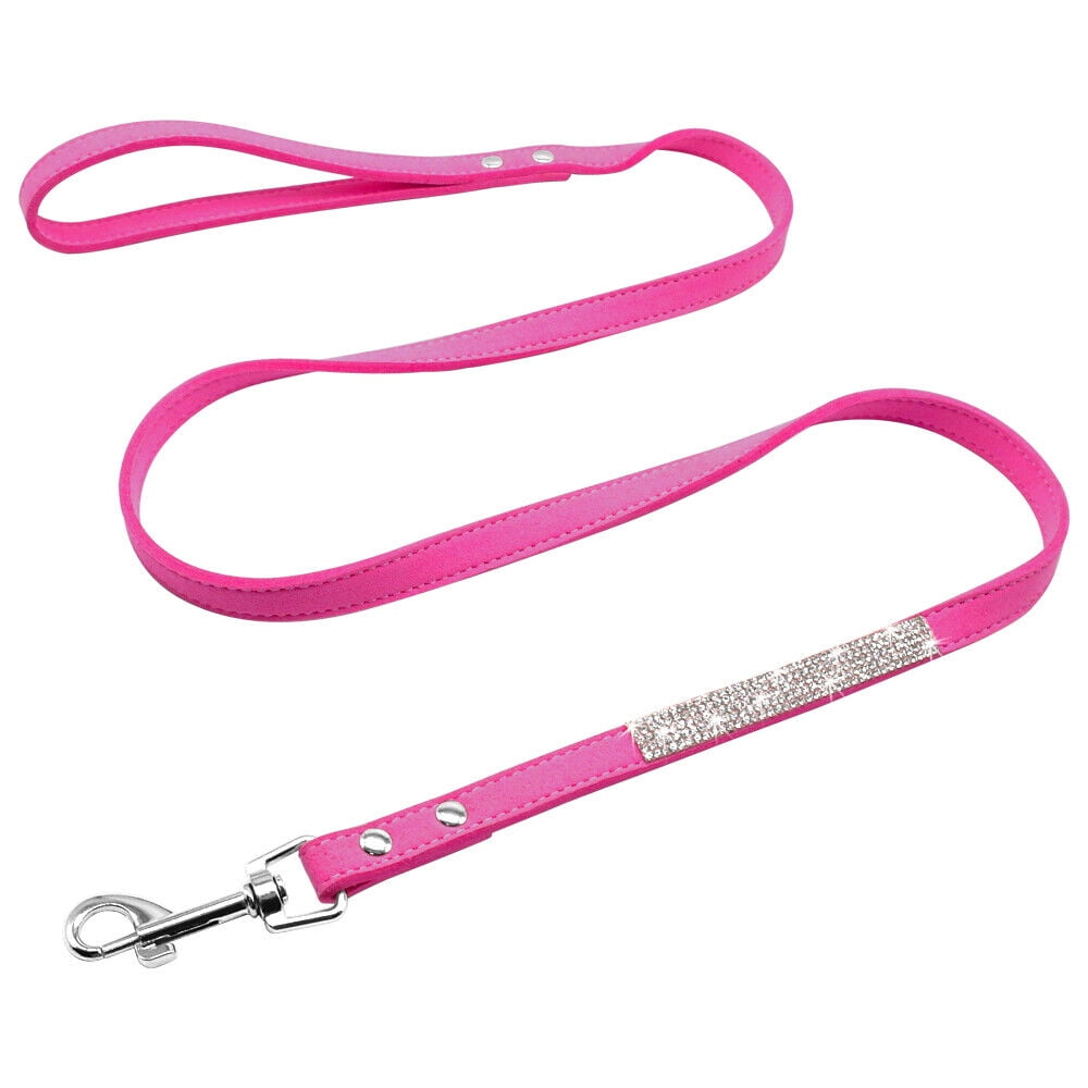 Beirui Shiny Soft Suede Leather Dog Lead Bling Rhinestone Pet Puppy ...