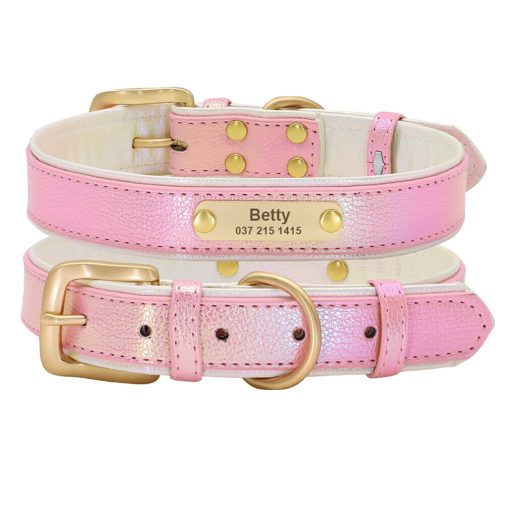 Beirui Soft PU Leather Dog Collar Personalised Name Tag with Alloy ...