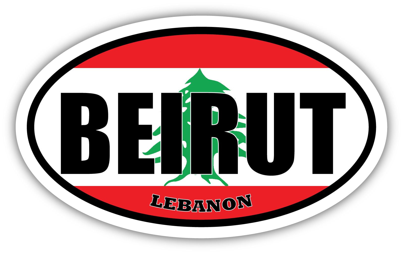 Beirut Lebanon Flag Oval Decal Vinyl Bumper Sticker 3x5 inches ...