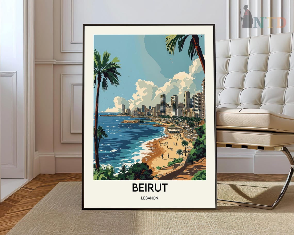 Beirut Poster, Beirut Travel Print, Tropical Decor, Sealebanese Decor ...
