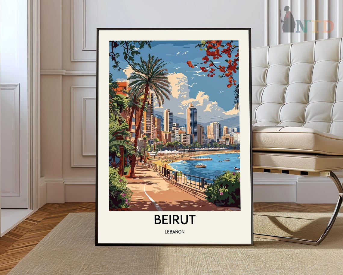 Beirut Poster, Beirut Travel Print, Tropical Decor, Sealebanese Decor ...