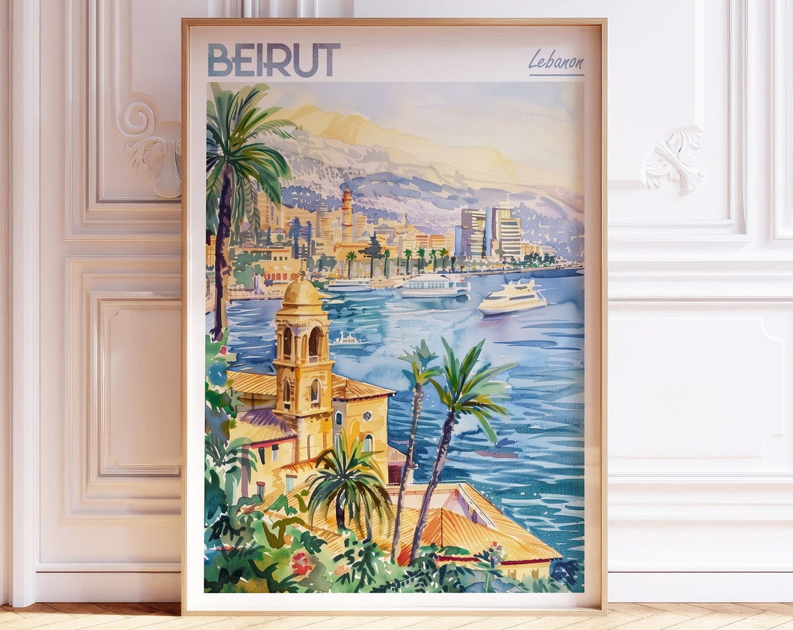 Beirut Watercolor Poster - World Cities Wall Art - Lebanon Middle East ...