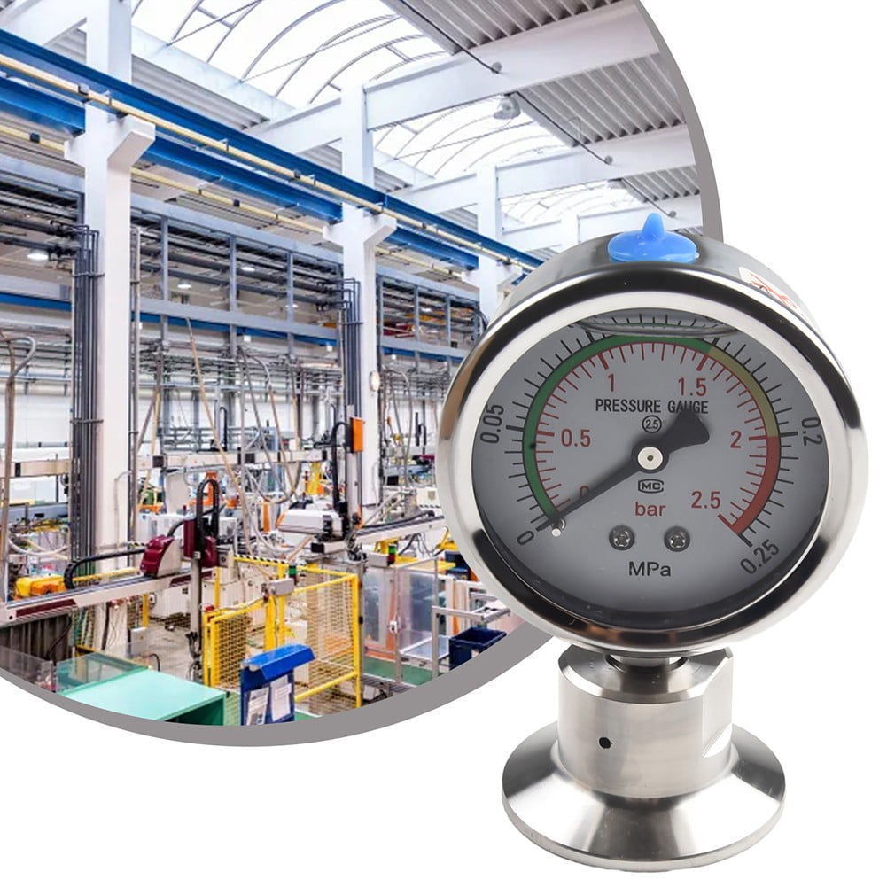 Beisidaer 0-0.25Mpa Manometer 50.5Mm Od Tri Clamp Membrane Pressure ...