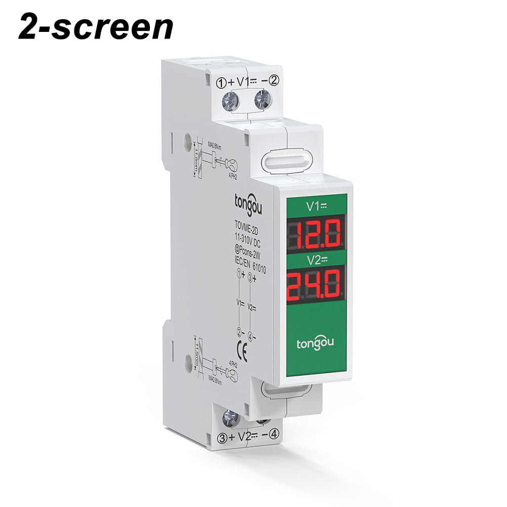 Beisidaer 2-Way For Din Rail Mount Voltage Meter Dc11V-310V Led Digital ...