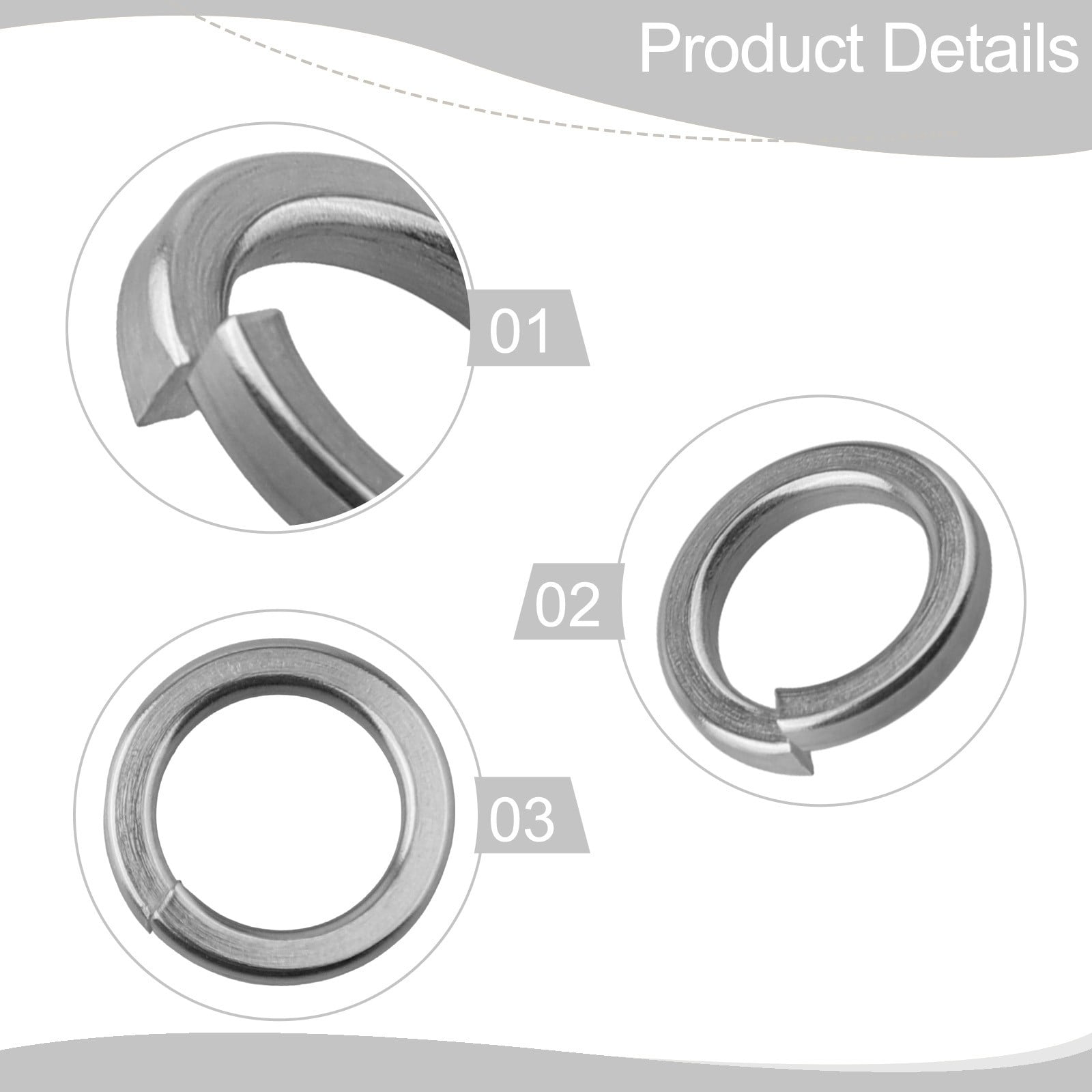 Beisidaer 480Pcs Stainless Steel Spring Lock Washers Assorted Sizes For ...
