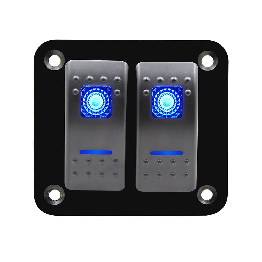 Beisidaer Rocker Switch Panel,12V-24Vdc, Blue Switches, Aluminum Panel ...