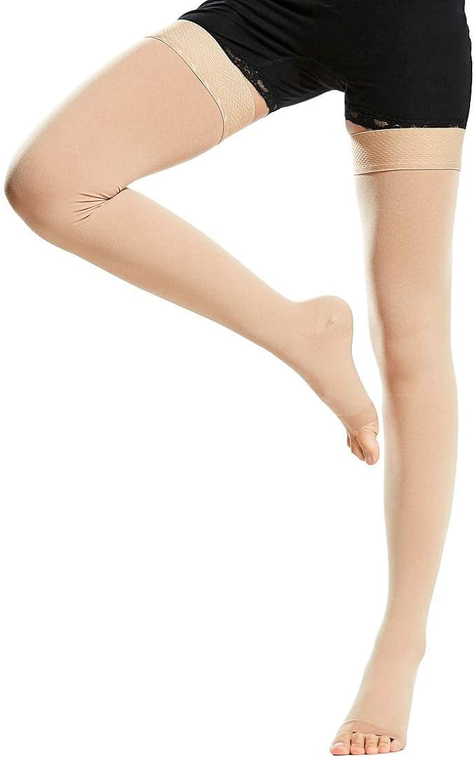 Beister 1 Pair Medical Open Toe Thigh High Compression Stockings with ...