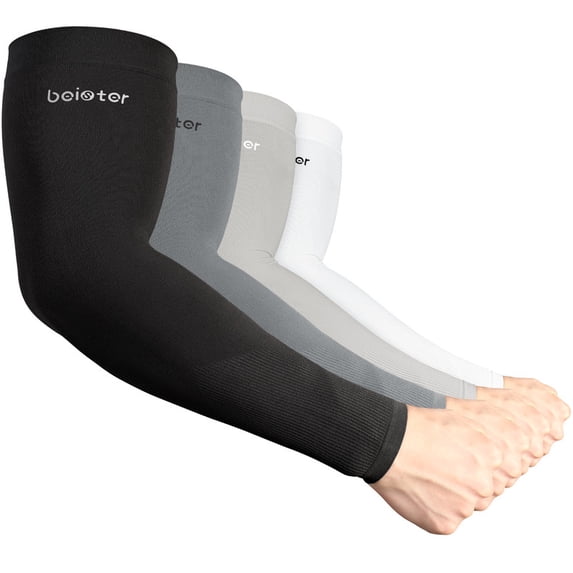 Beister 4 Pairs UV Protection Arm Sleeves, Regular & Plus Size for Men ...