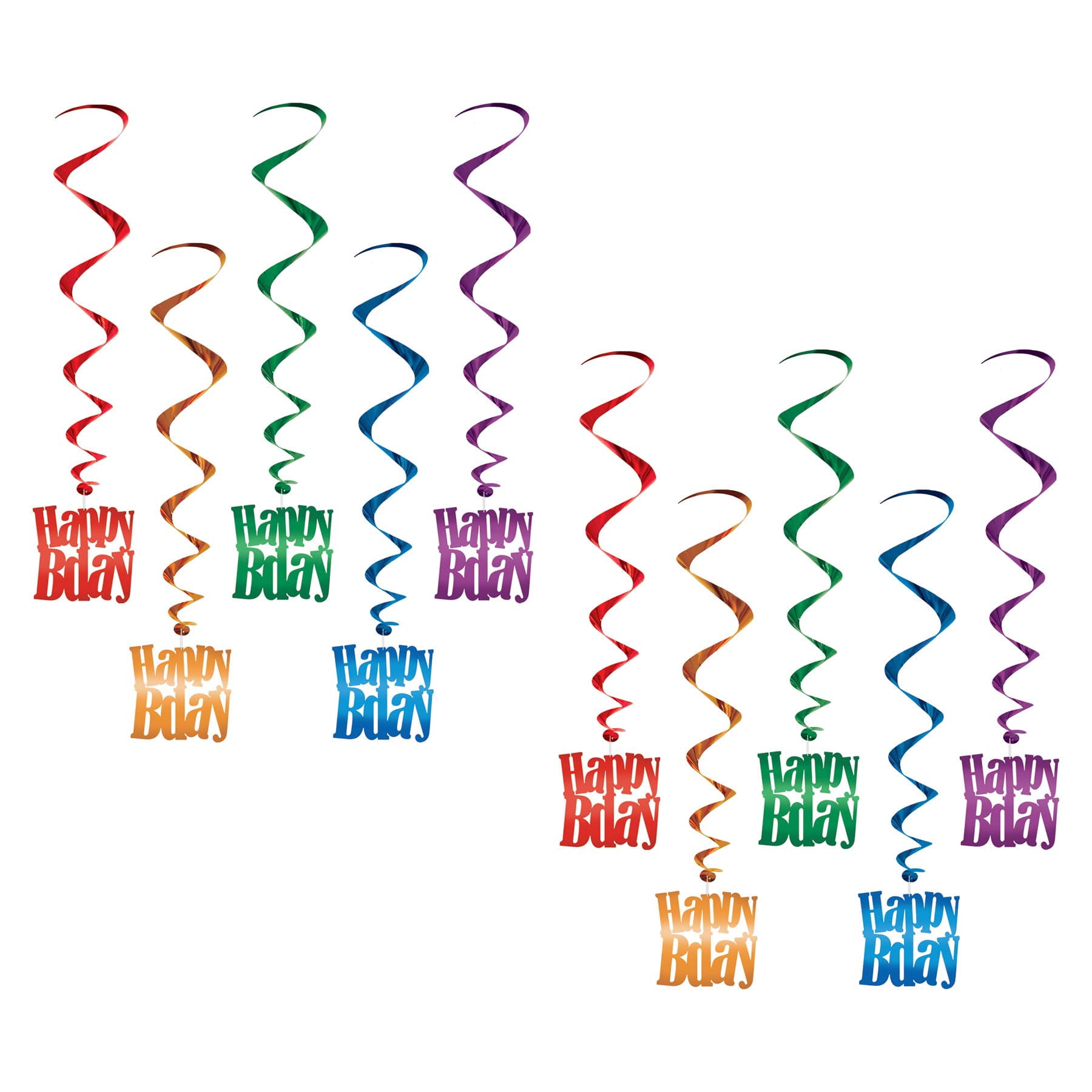Beistle 10 Piece AJH3 Colorful Metallic Plastic Happy Birthday Hanging ...