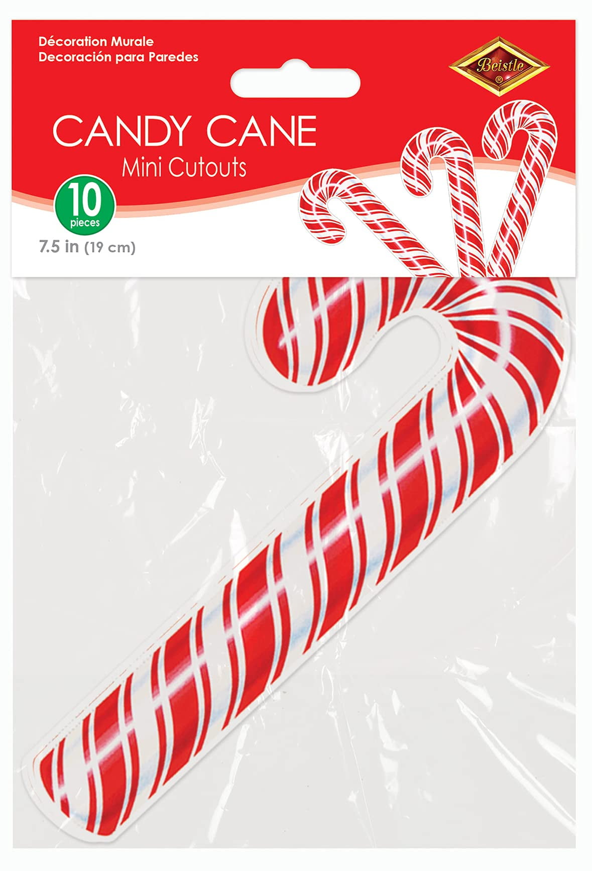 Beistle 10 Piece Mini Candy Cane Cutouts Christmas Party Decorations ...