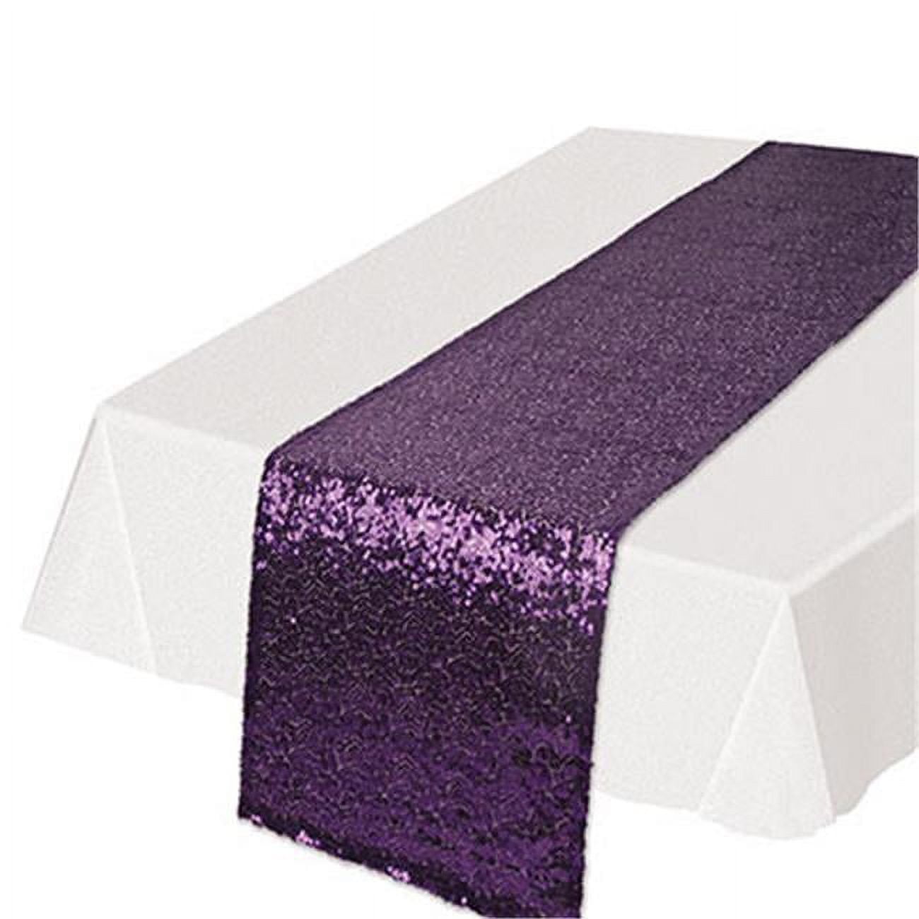 Beistle 11.25 in. x 6 ft. 3 in. Sequined Table Runner, Purple - Pack of ...