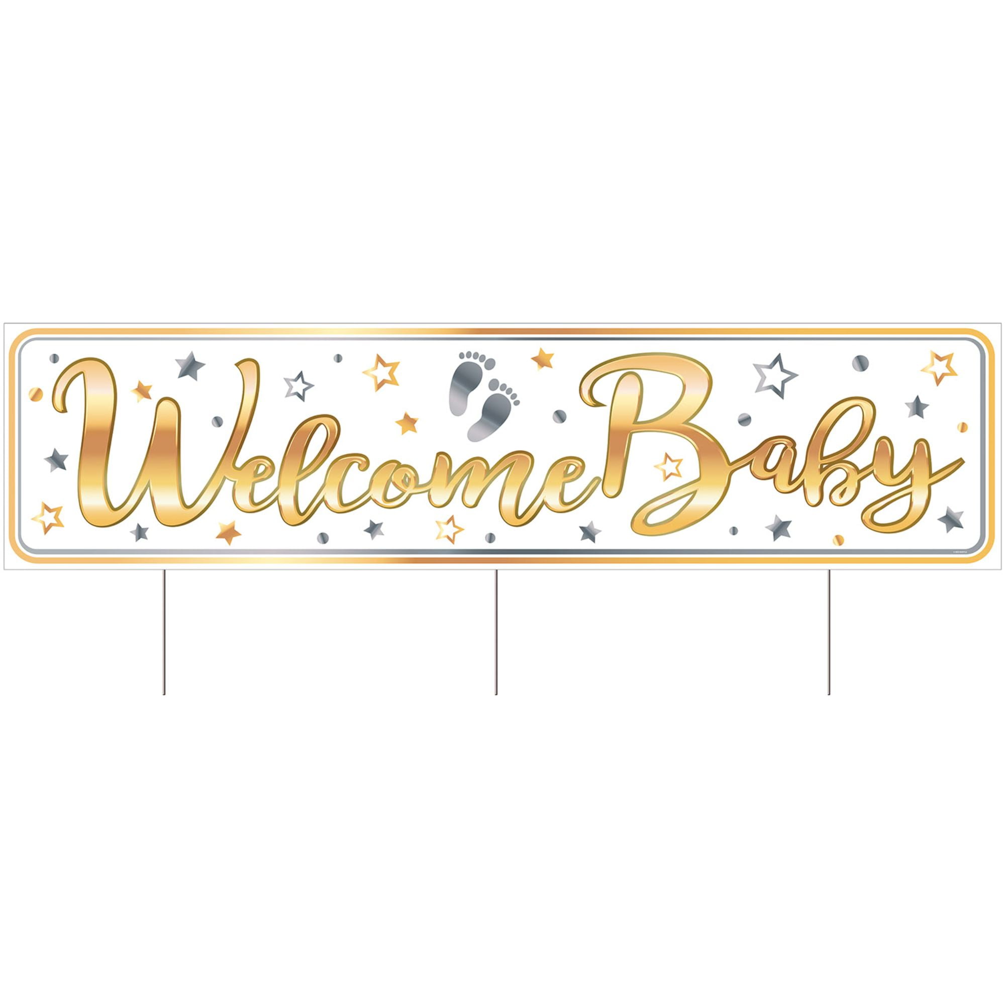 Beistle 19" Gold Heart-Warming "Welcome Baby" Yard Sign - Walmart.com