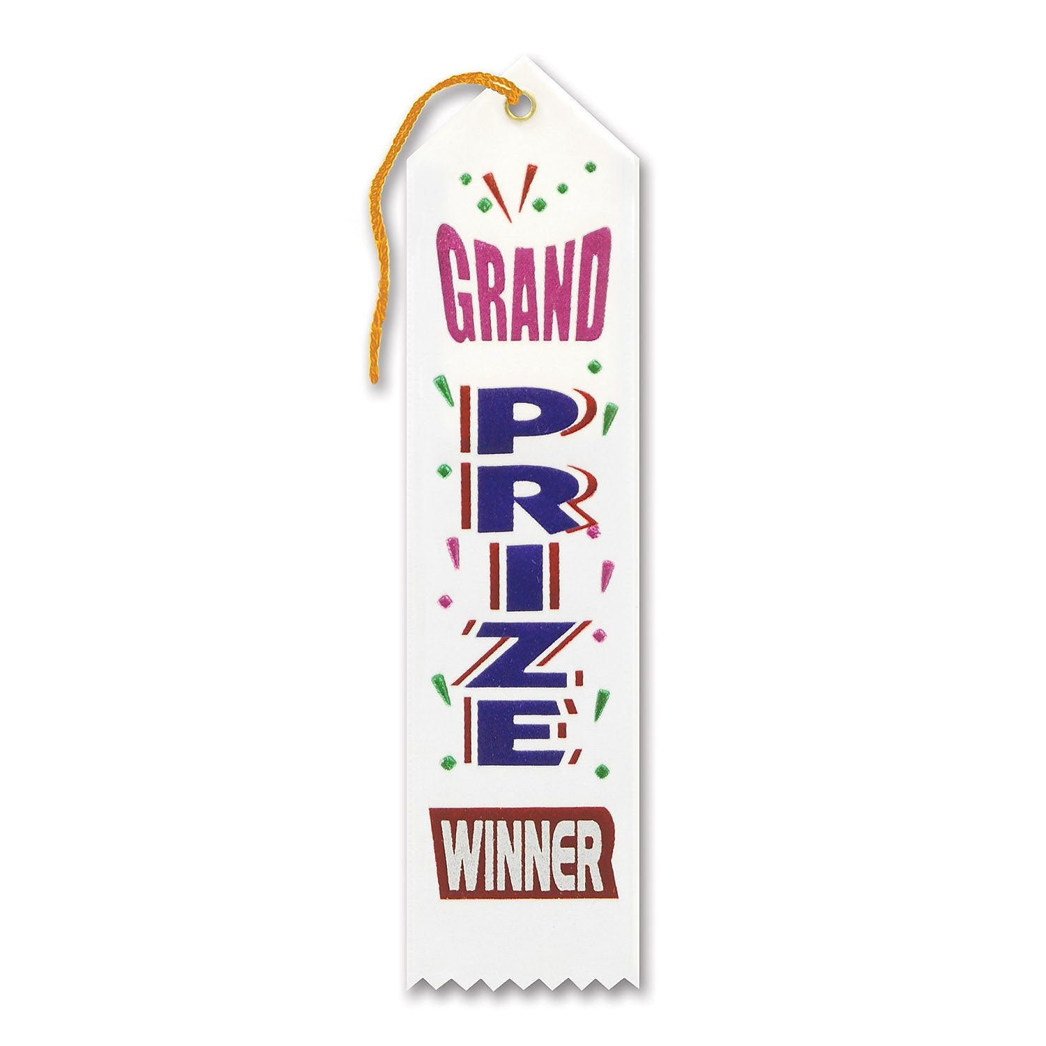 Beistle 2" x 8" Grand Prize Winner Award Ribbon; White 9/Pack AR007 ...