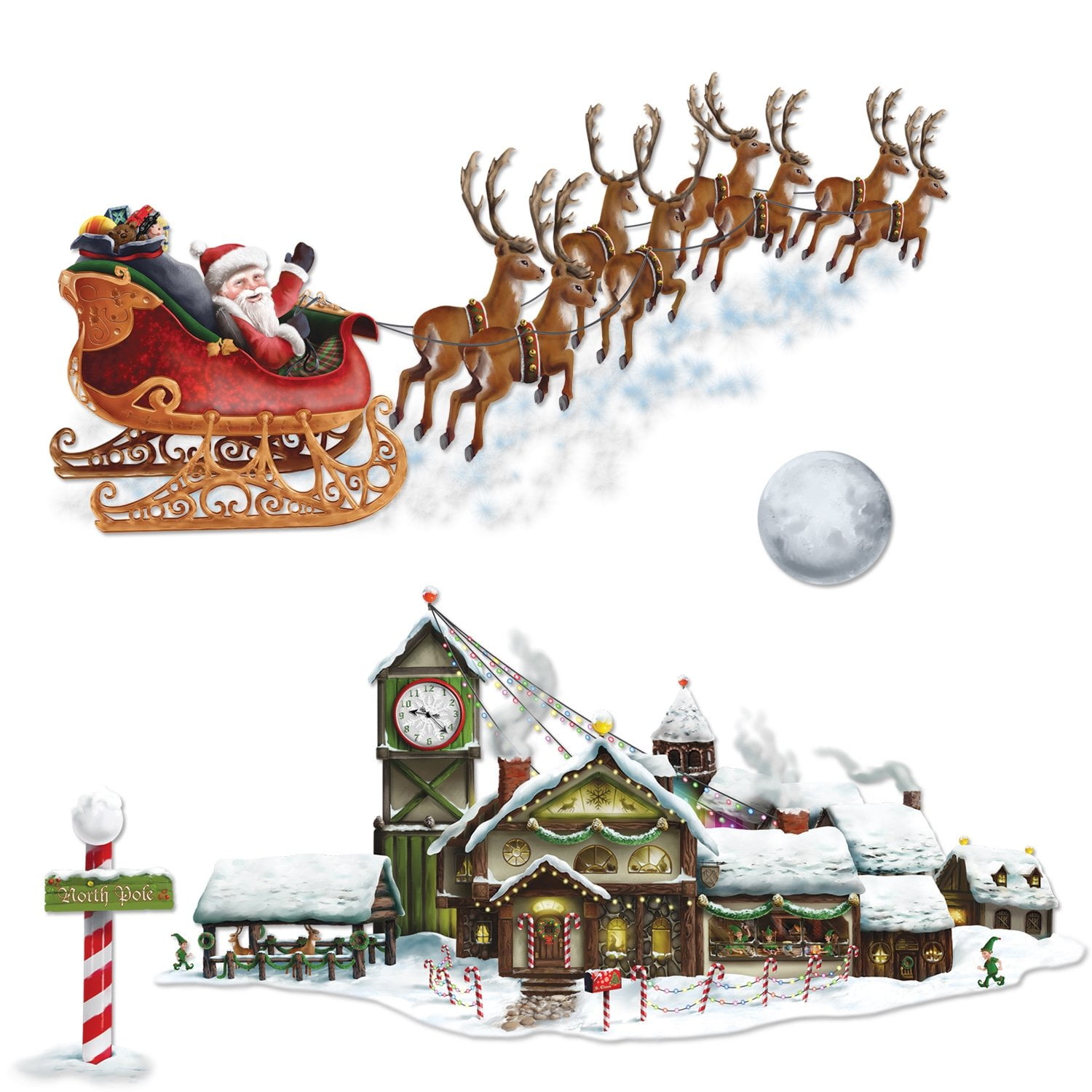 Santa's Sleigh & Workshop Props Party Accessory (1 count) (4/Pkg ...