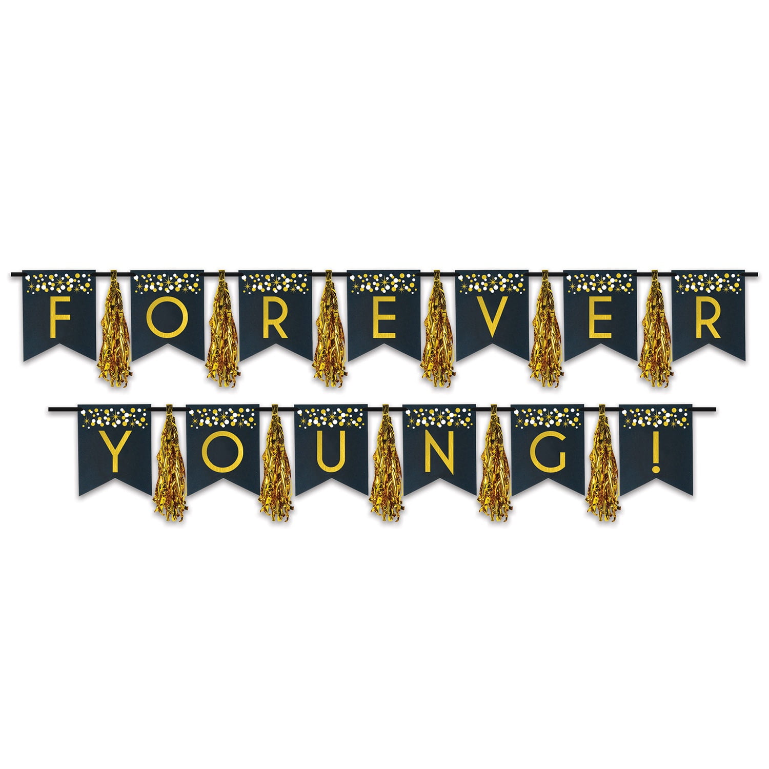 Beistle 24 Pieces Green and Gold “FOREVER YOUNG” Birthday Party ...