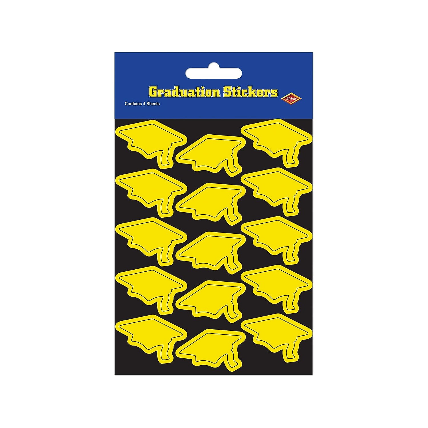 Beistle 4 3/4" x 7 1/2" Graduation Cap Sticker Yellow 28/Pack 54055-Y ...