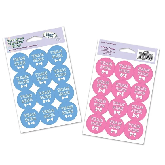 Beistle 4" X 6" Team Sticker; Blue/Pink 12/Pack 54056 - Walmart.com