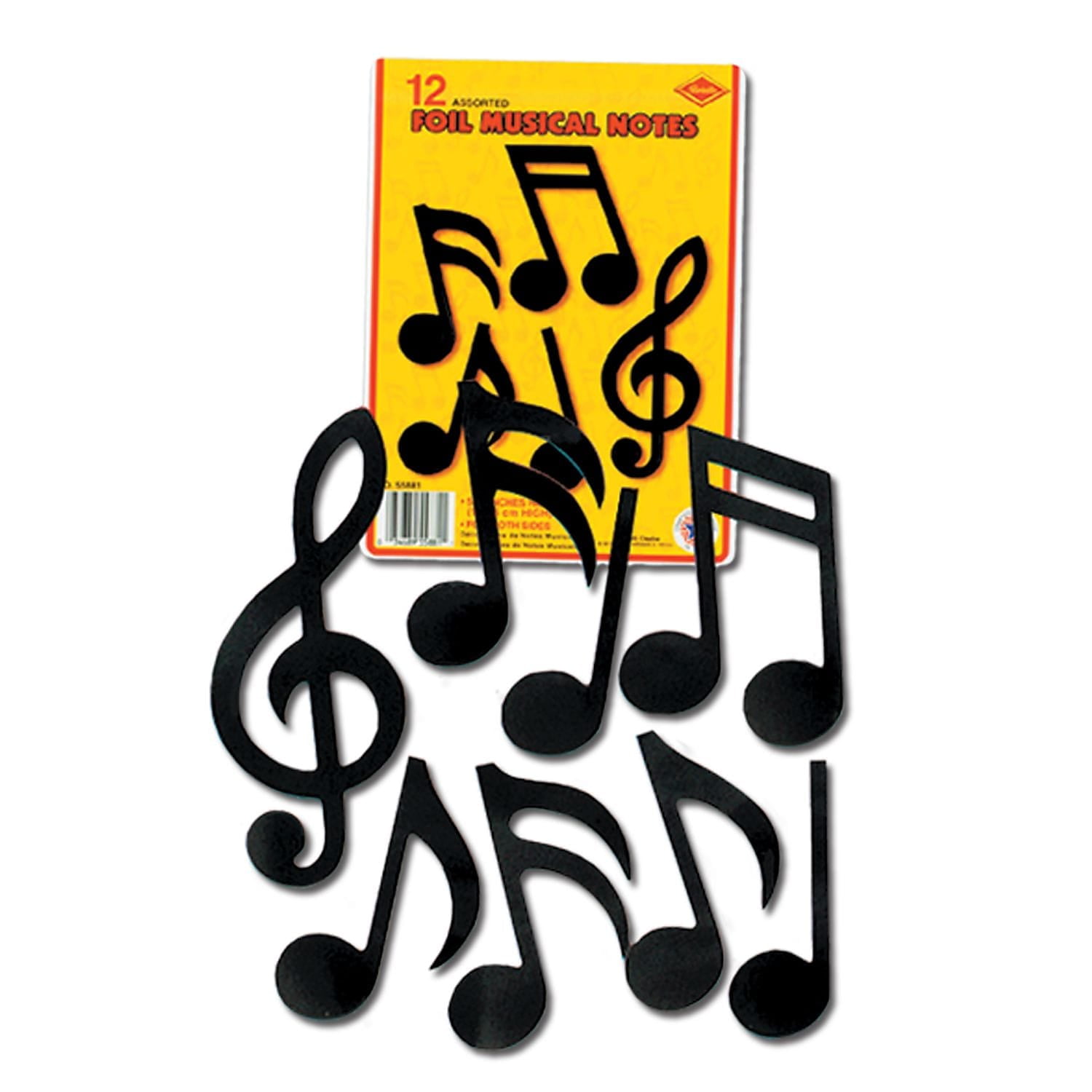 Beistle 12-Pack Foil Musical Note Silhouettes Party Decorations, 5-Inch ...