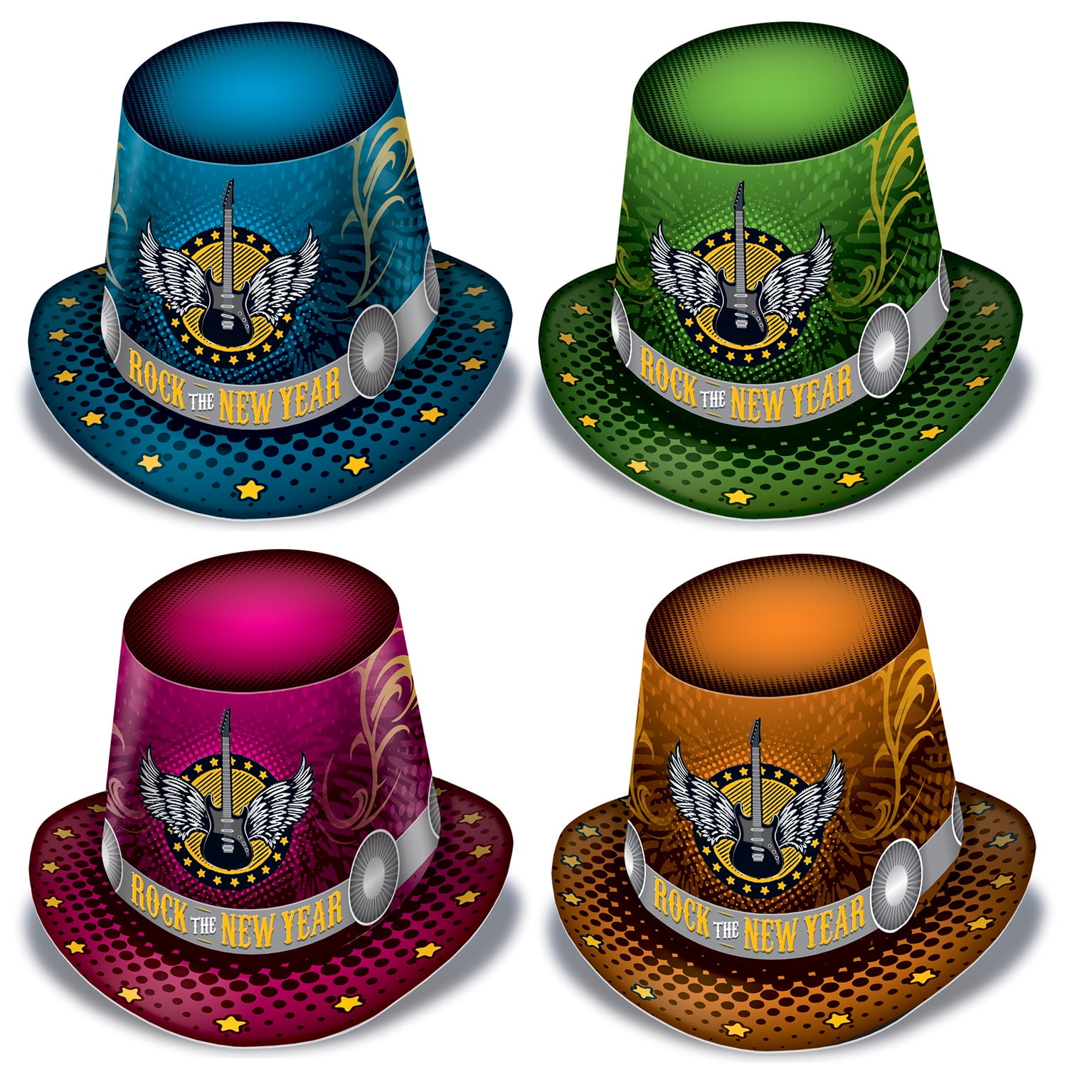 Beistle 5.25" Multi Assorted Color Rock The New Year Hi-Hats - Walmart.com