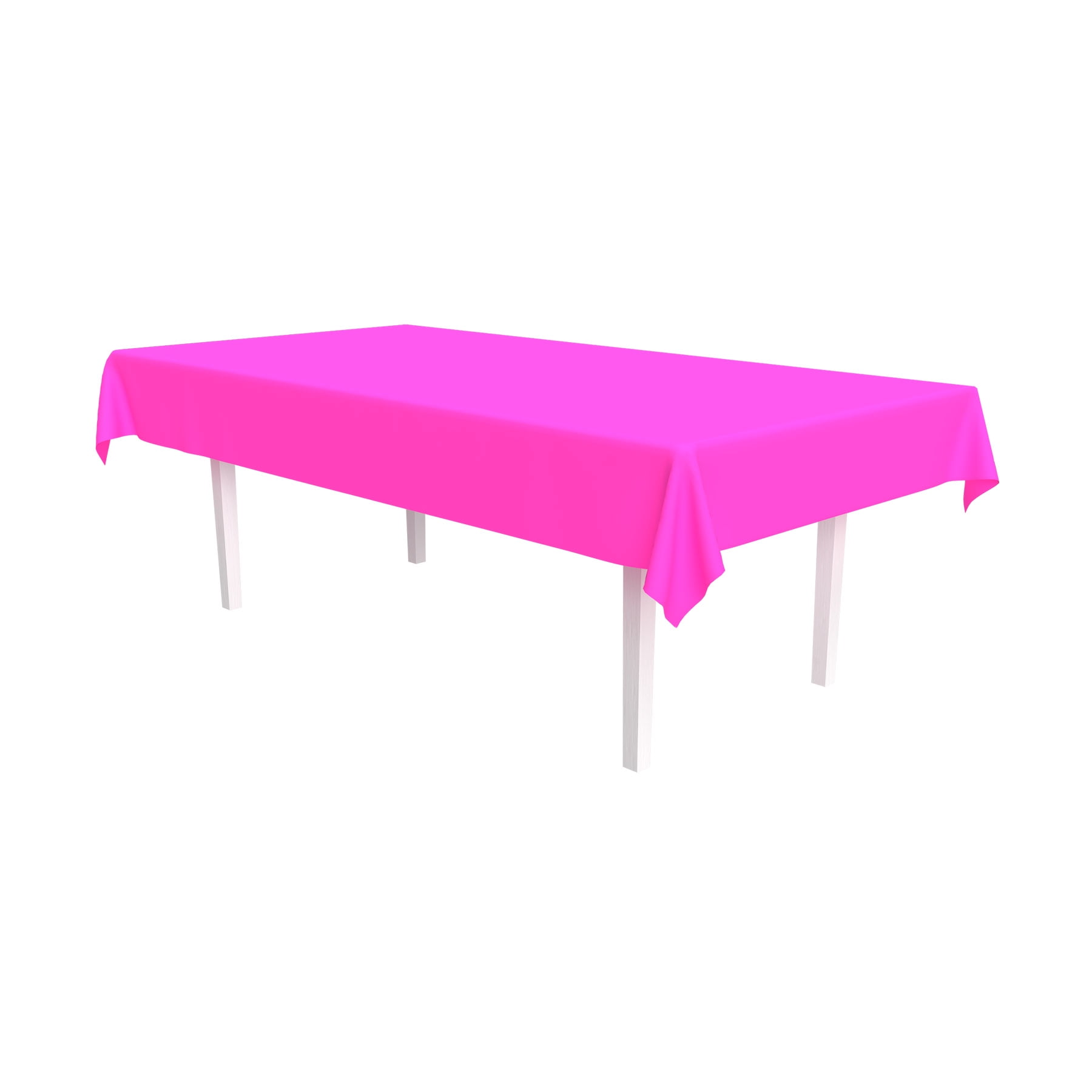 Beistle - 54" x 108" Neon Pink Plastic Rectangular Tablecover - 12 Pack ...
