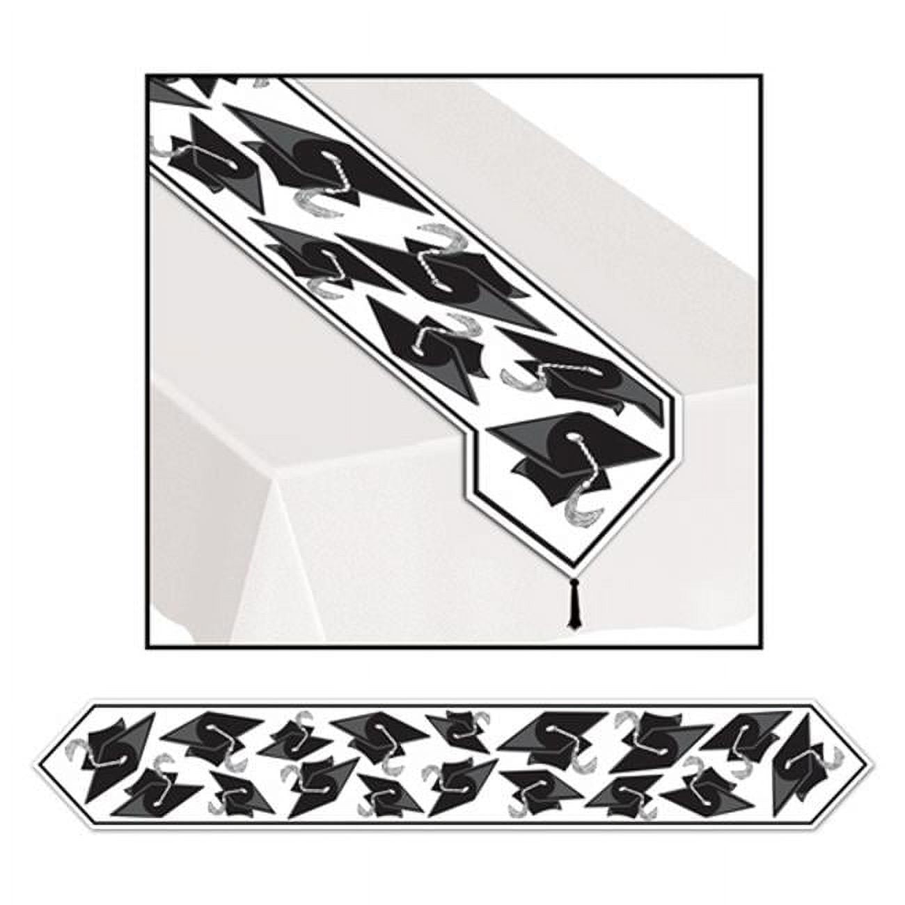 Beistle 57197-BK 11 in. x 6 ft. Printed Grad Cap Table Runner - Black ...