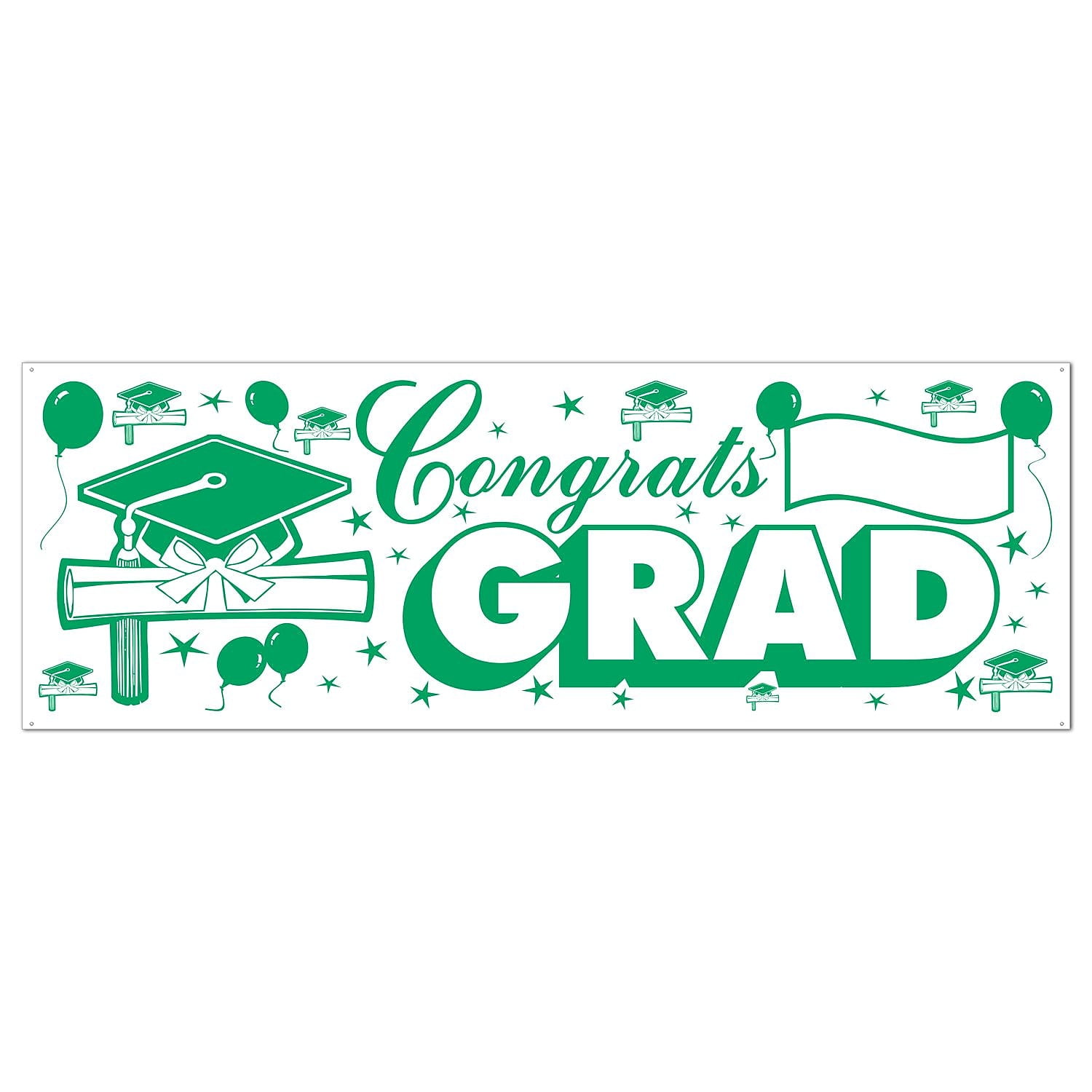 Beistle 57647-GW Congrats Grad Sign Banner - Green and White Pack of 12 ...