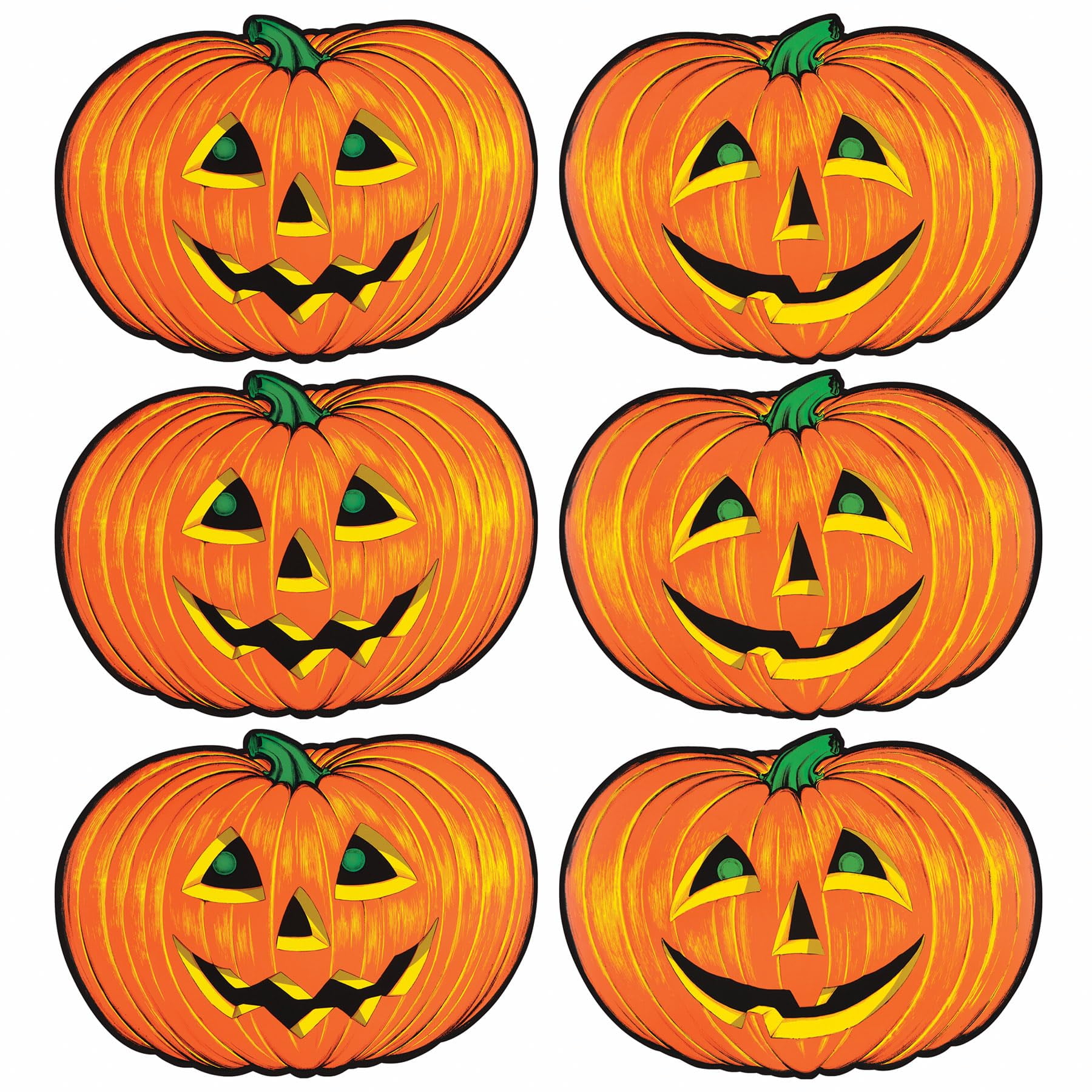 Beistle 6 Piece Paper Jack-O-Lantern Cut Outs Halloween Party ...