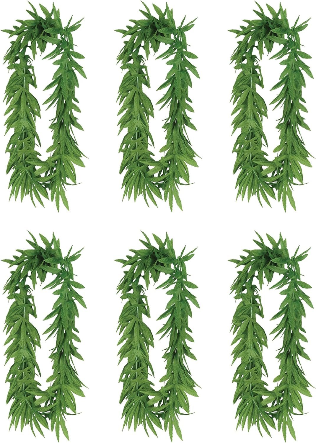 Beistle 6 Piece Tropical Fern Leaf Leis for Hawaiian Luau Party Favors ...