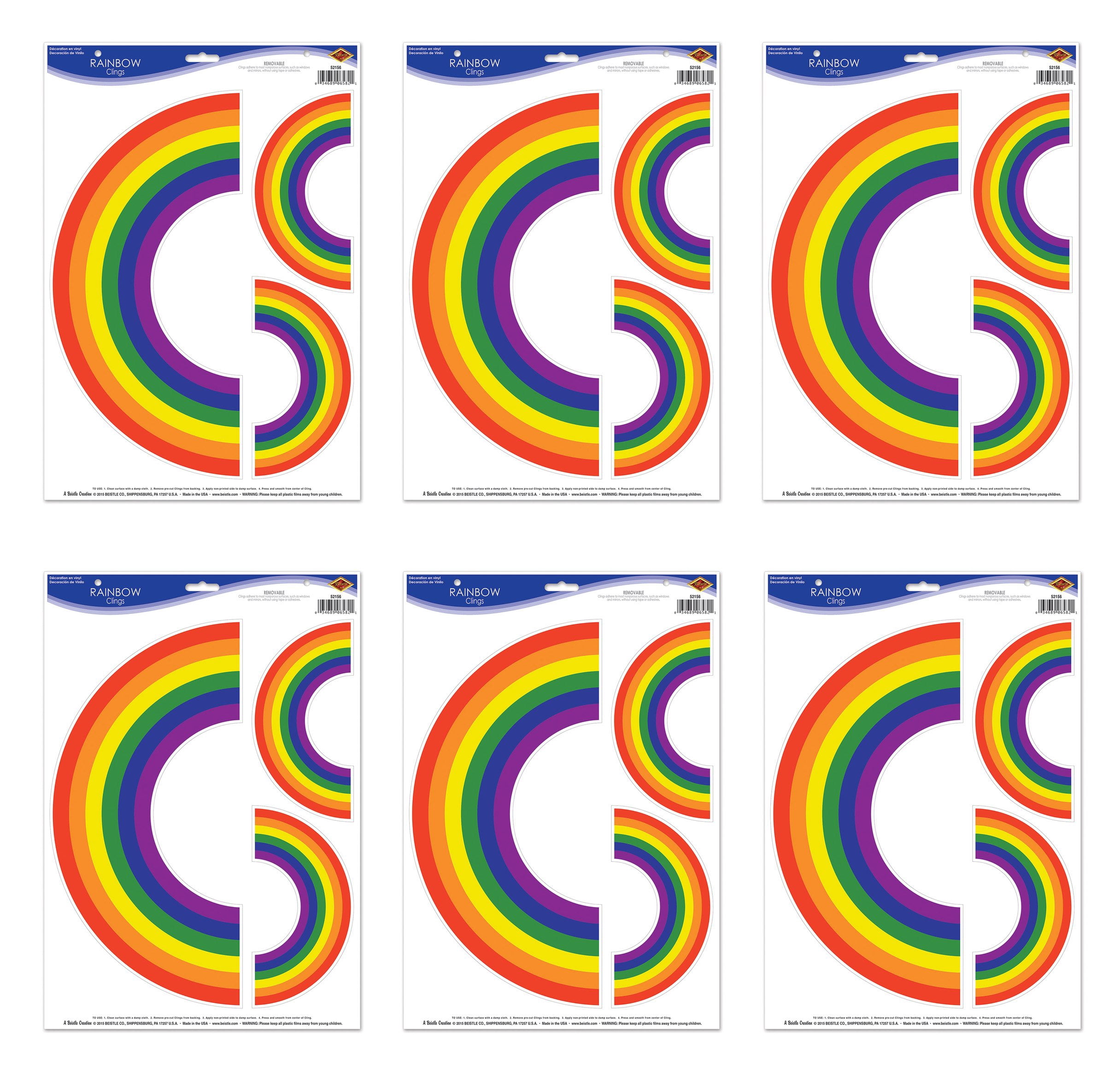 Beistle , 6 Sheets Rainbow Window Clings, 12" x 17" sheet - Walmart.com