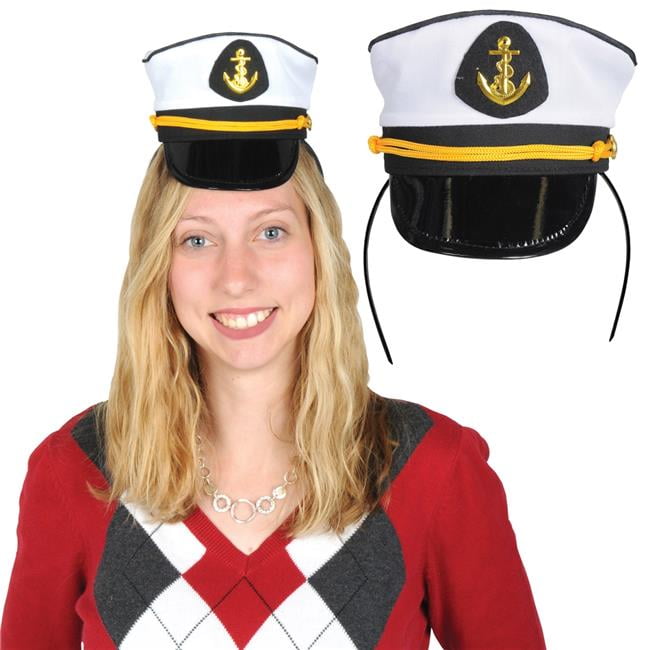 Beistle 60017 Yacht Captains Cap Headband, Black & White - Pack of 12 ...